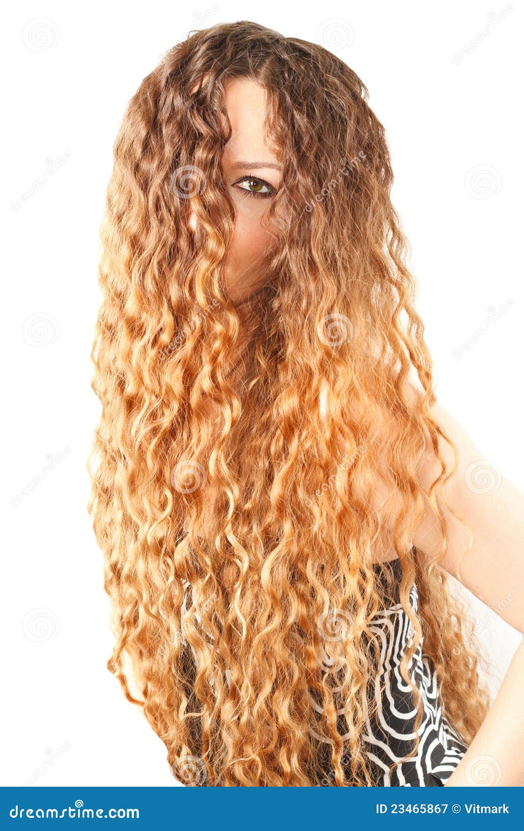 Peinado Del Pelo Rizado Largo En Aislado Imagen de archivo - Imagen de ...