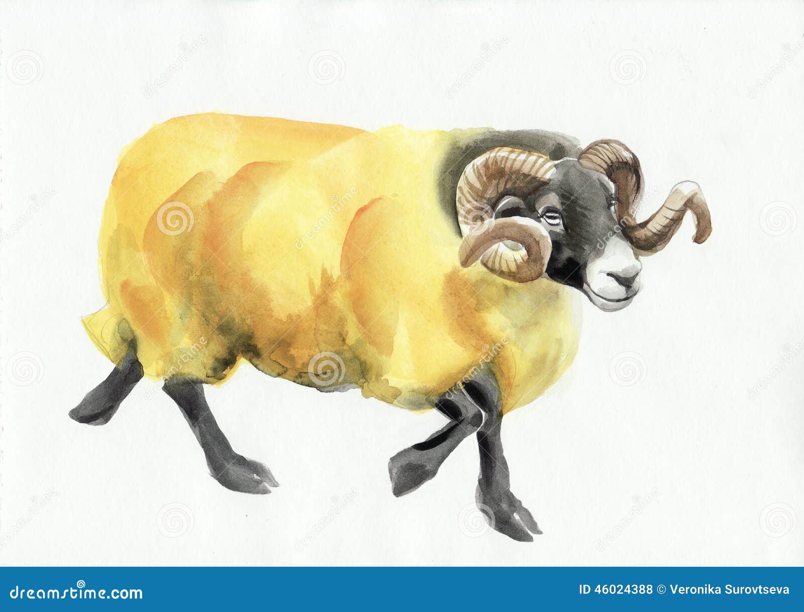 Peinture D'aquarelle De Ram Illustration Stock - Illustration du animal ...