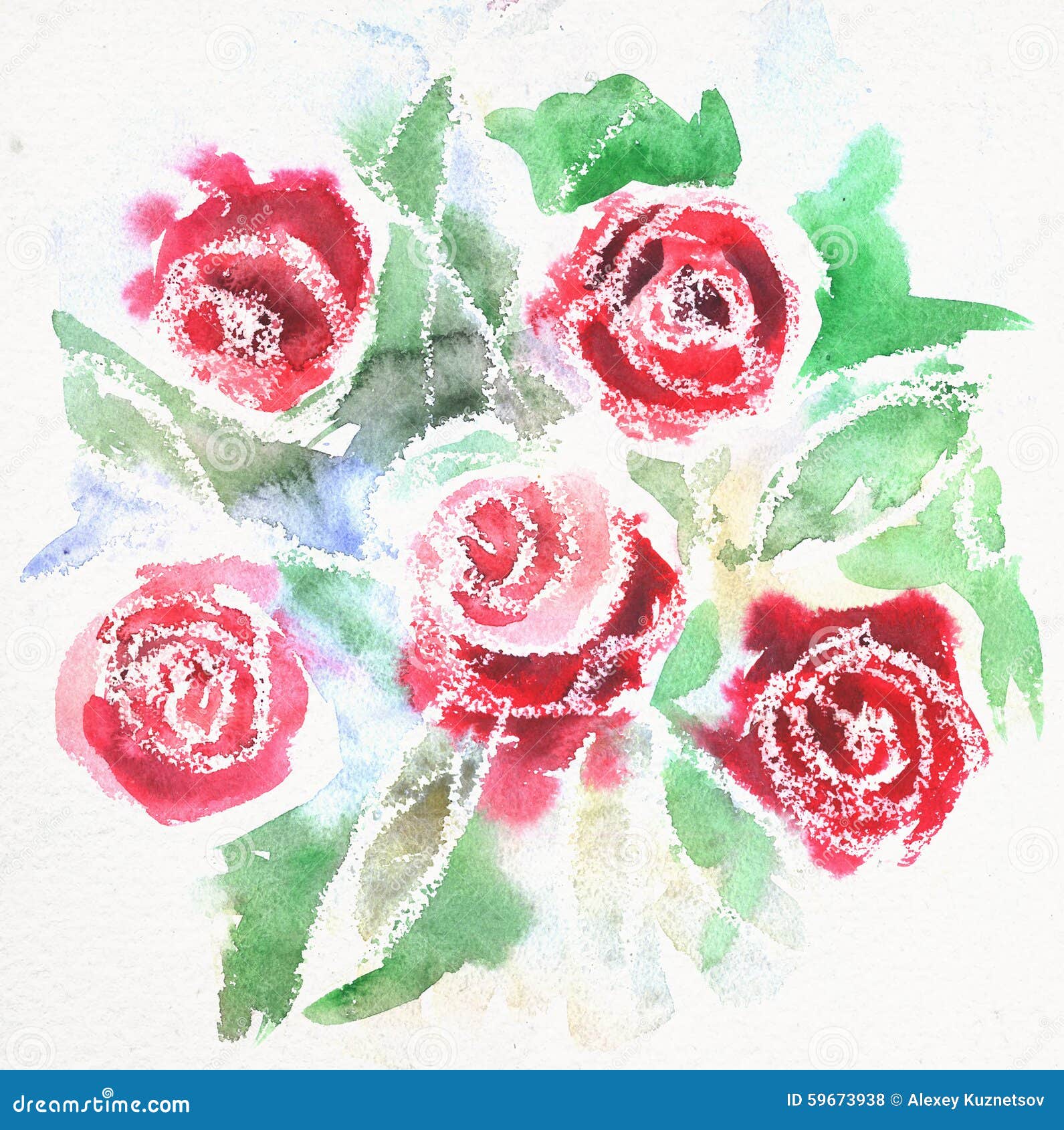Peinture D'aquarelle Des Roses Rouges Illustration Stock - Illustration ...