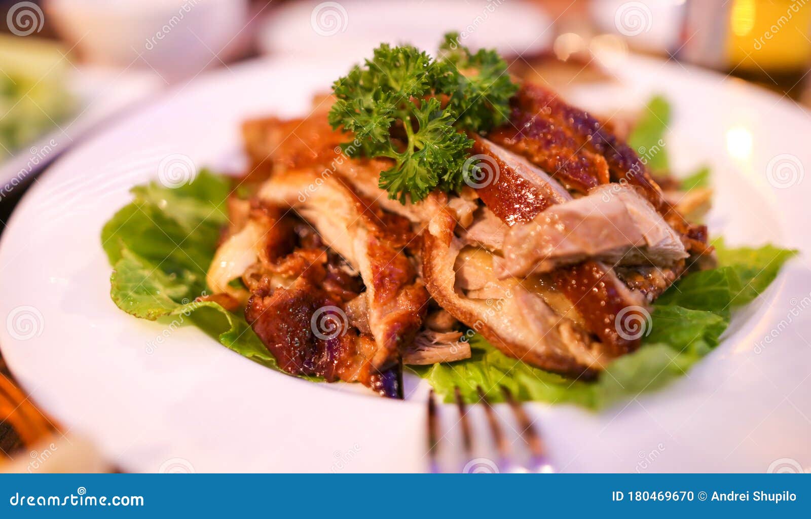 Peking Duck in a Plate on the Table Stock Photo - Image of roast ...