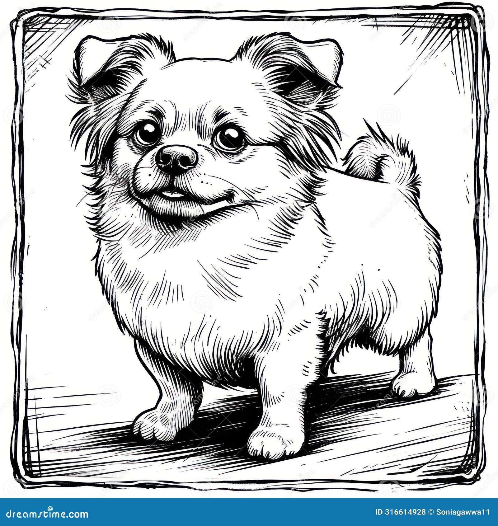 Pekingese Dog Drawing Coloring Book Page Stock Illustration ...
