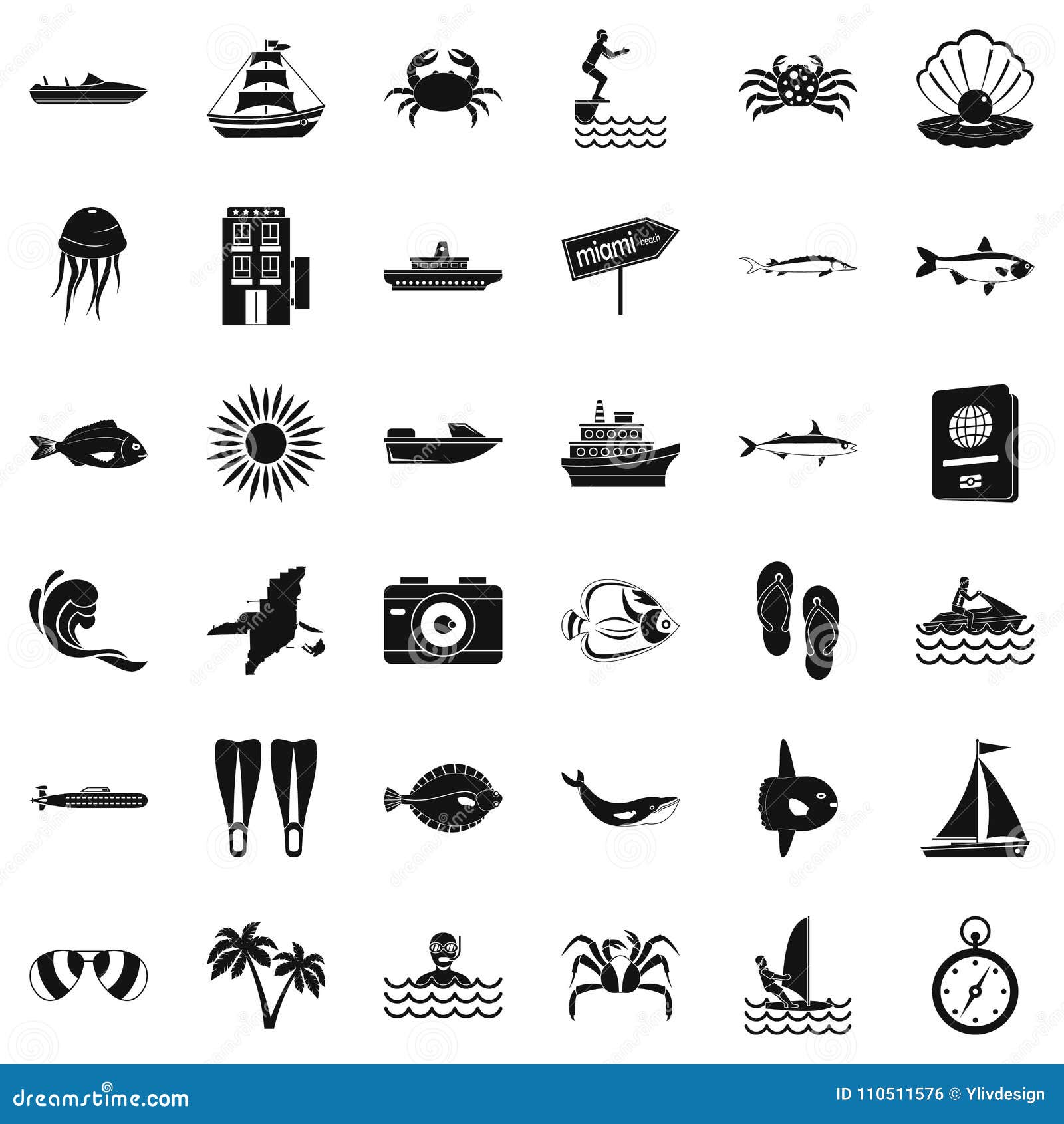 Ocean Pelagic Fish. Vector Black Silhouette Image. | CartoonDealer.com ...