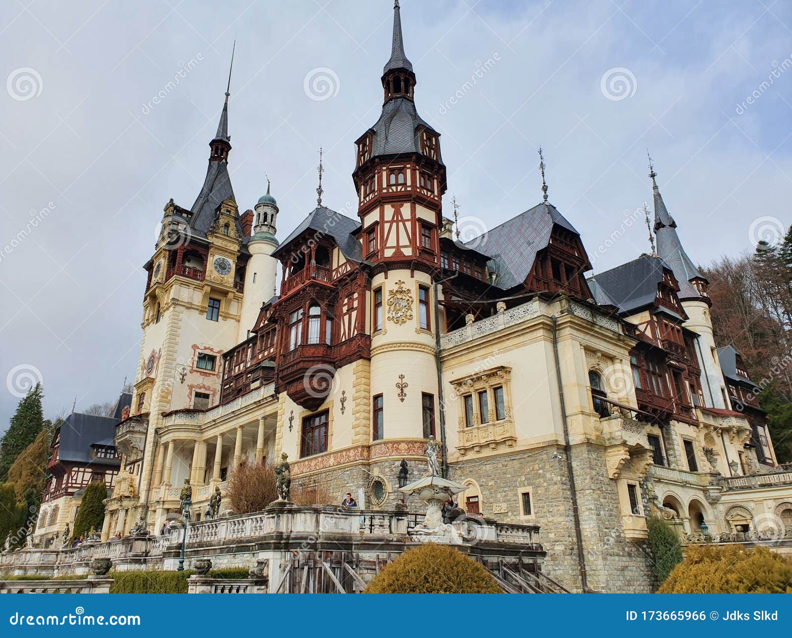 Peles Castle Romania stock photo. Image of king, architecture - 173665966