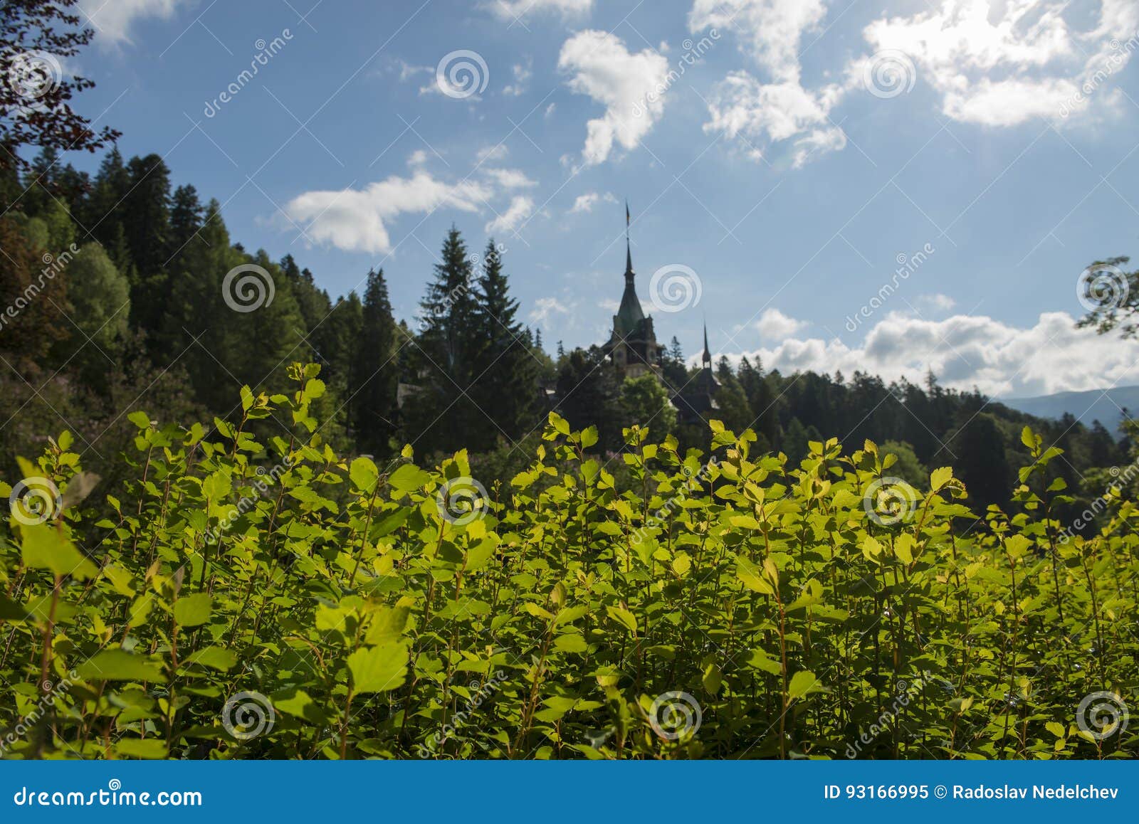 Pelesh castle stock image. Image of hill, landmark, facade - 93166995