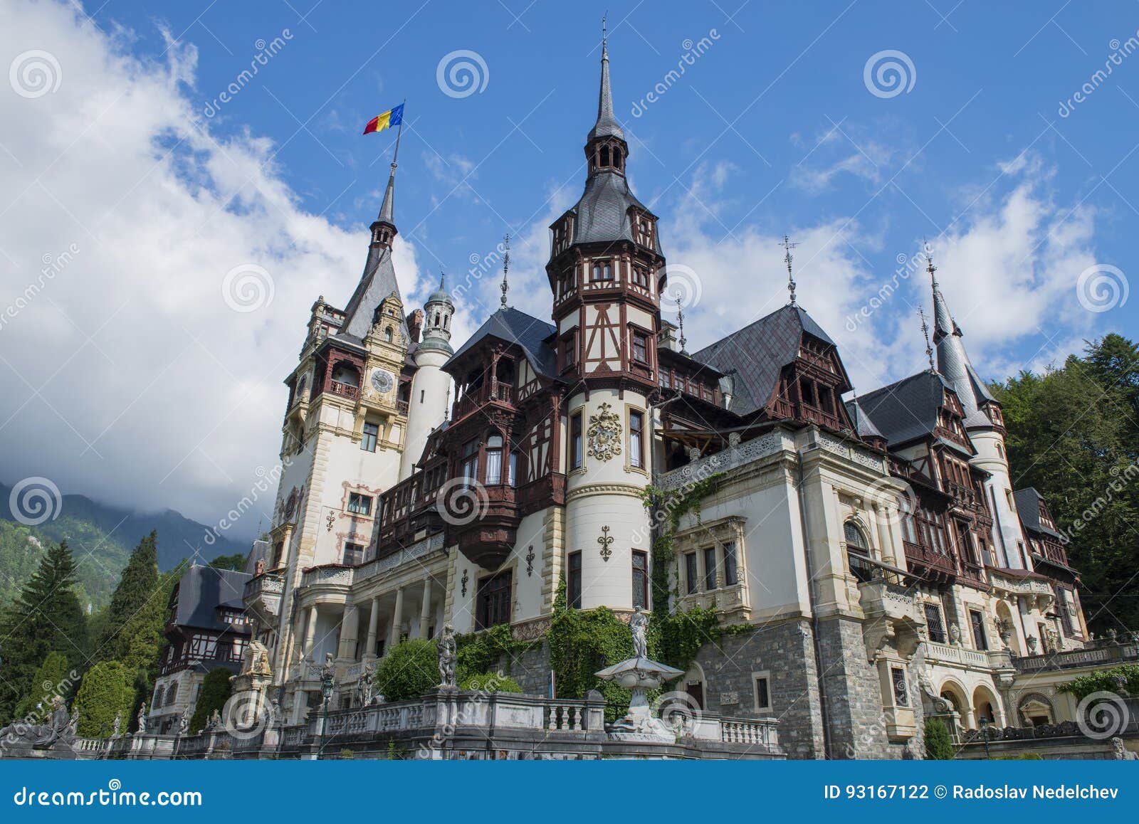 Pelesh castle stock photo. Image of clouds, exterior - 93167122