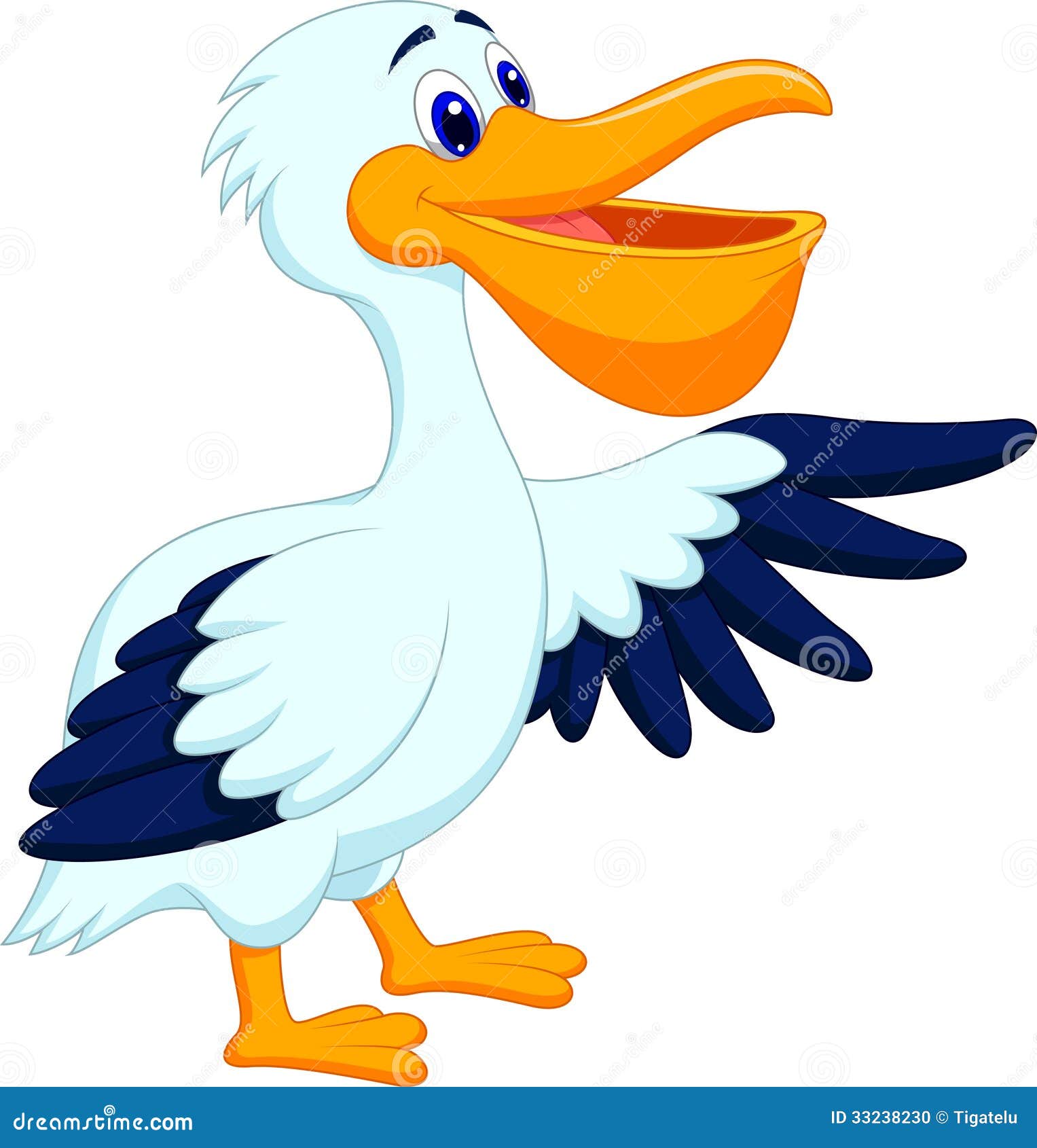 Pelican Bird Cartoon Waving Stock Vector - Illustration of ocean, beak ...