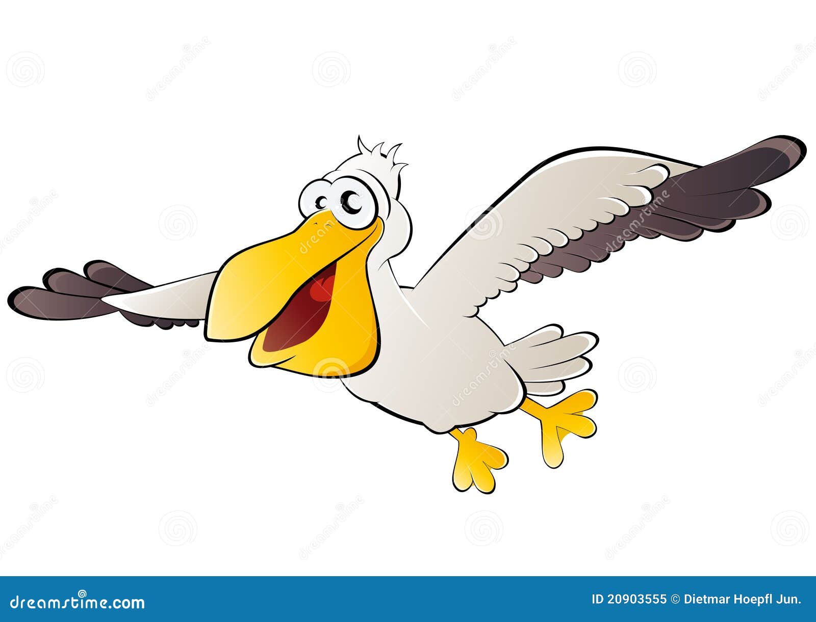 Cartoon Pelican Flying