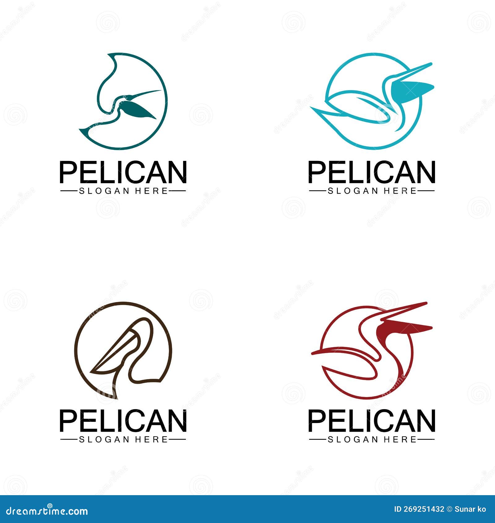 Pelican Bird Logo Design, Line Art Pelican Bird Logo Vector Illustration Template Stock Vector ...
