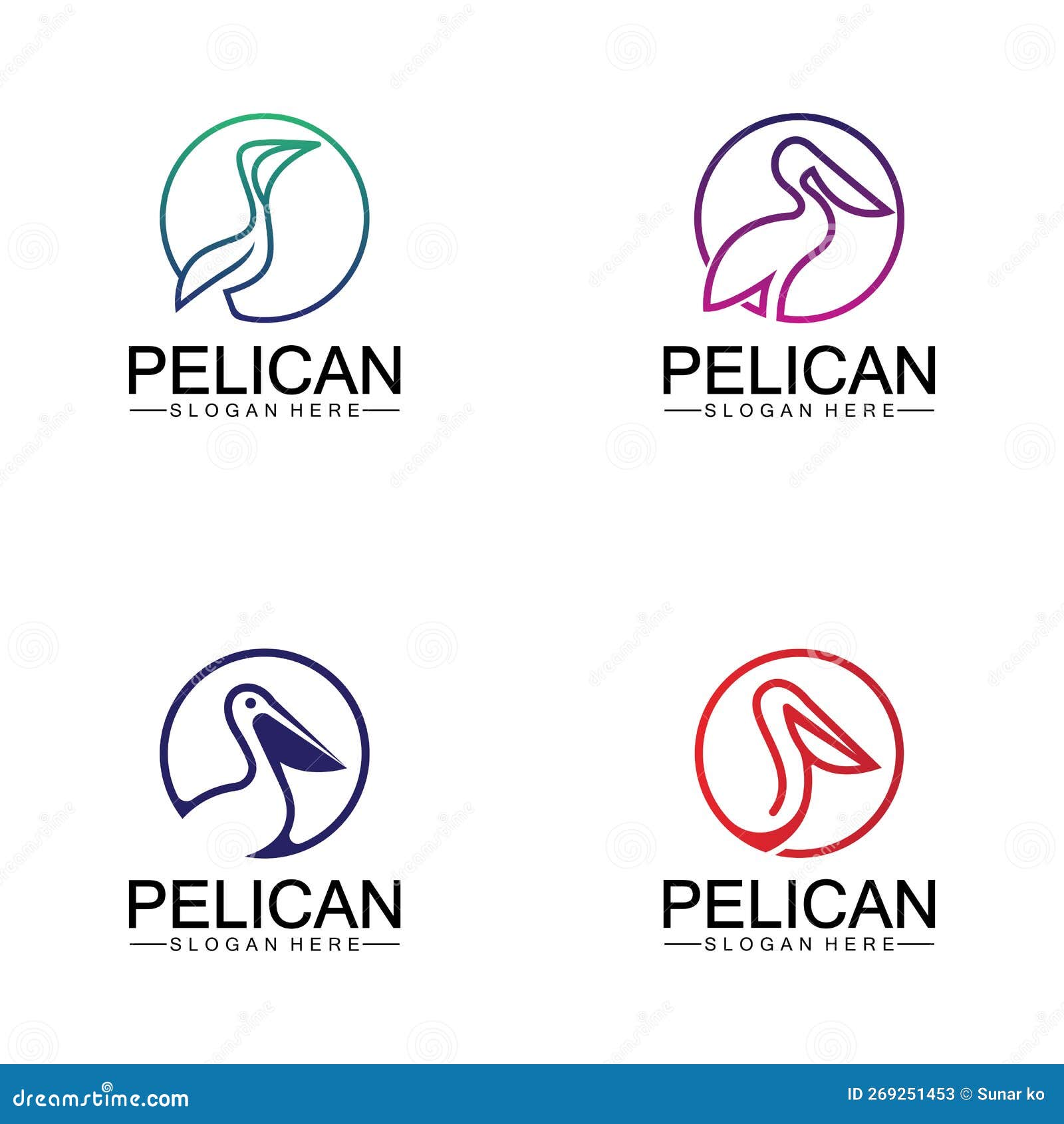 Pelican Bird Logo Design, Line Art Pelican Bird Logo Vector Illustration Template Stock Vector ...