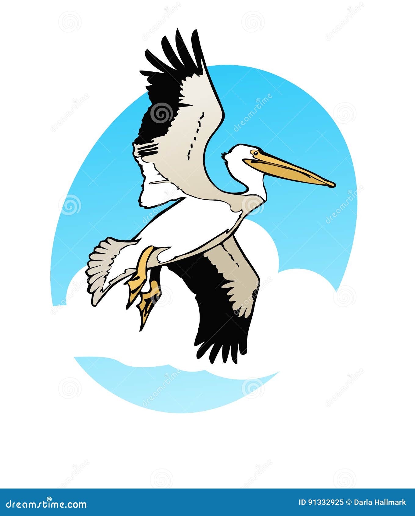 Pelican Flying stock vector. Illustration of design, daytime - 91332925