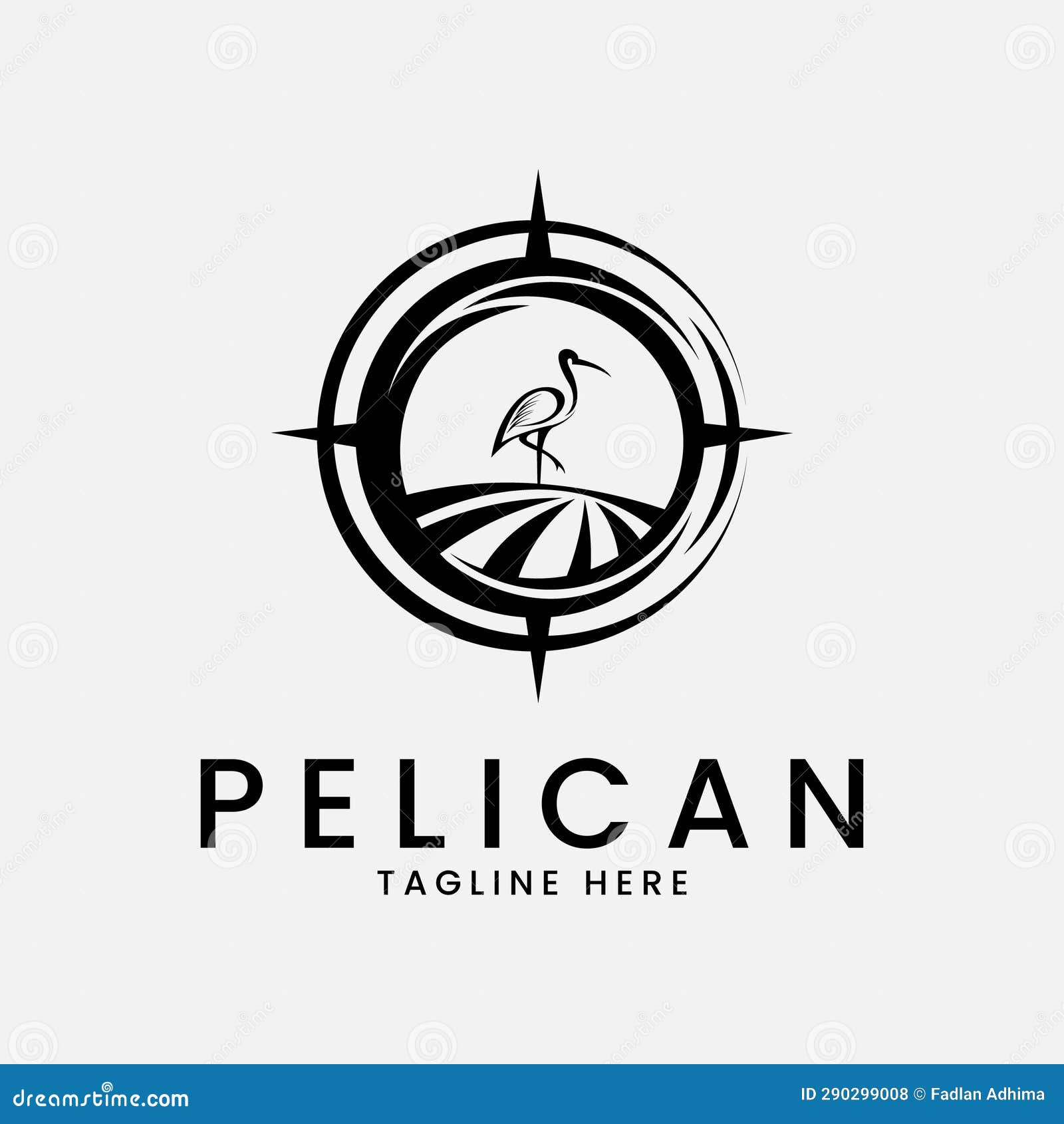 Pelican Logo Design Inspiration with Compass Illustration Stock Vector ...