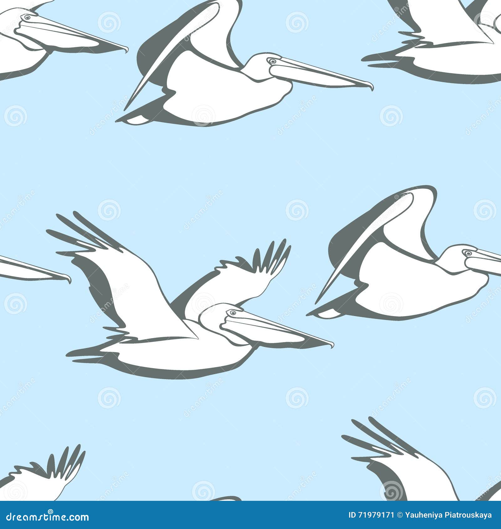Pelicans seamless pattern stock vector. Illustration of drawing - 71979171