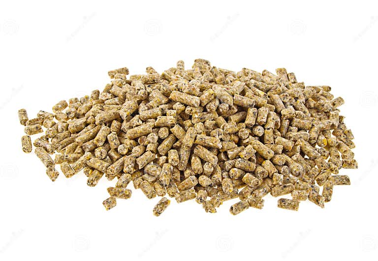 Pelleted Compound Feed Isolated on White Background, Wheatfeed Pellets ...