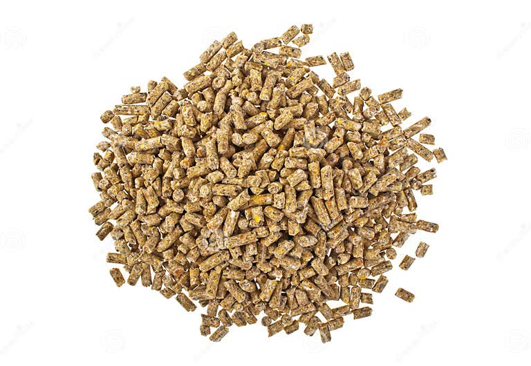 Pelleted Compound Feed Isolated on White Background, Wheatfeed Pellets ...