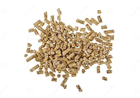 Pelleted Compound Feed Isolated on White Background, Wheatfeed Pellets ...