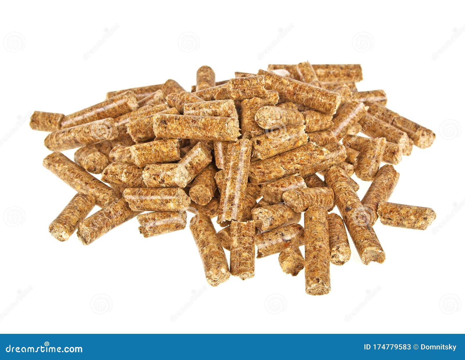 Pelleted Compound Feed Isolated on White Background, Wheatfeed Pellets ...