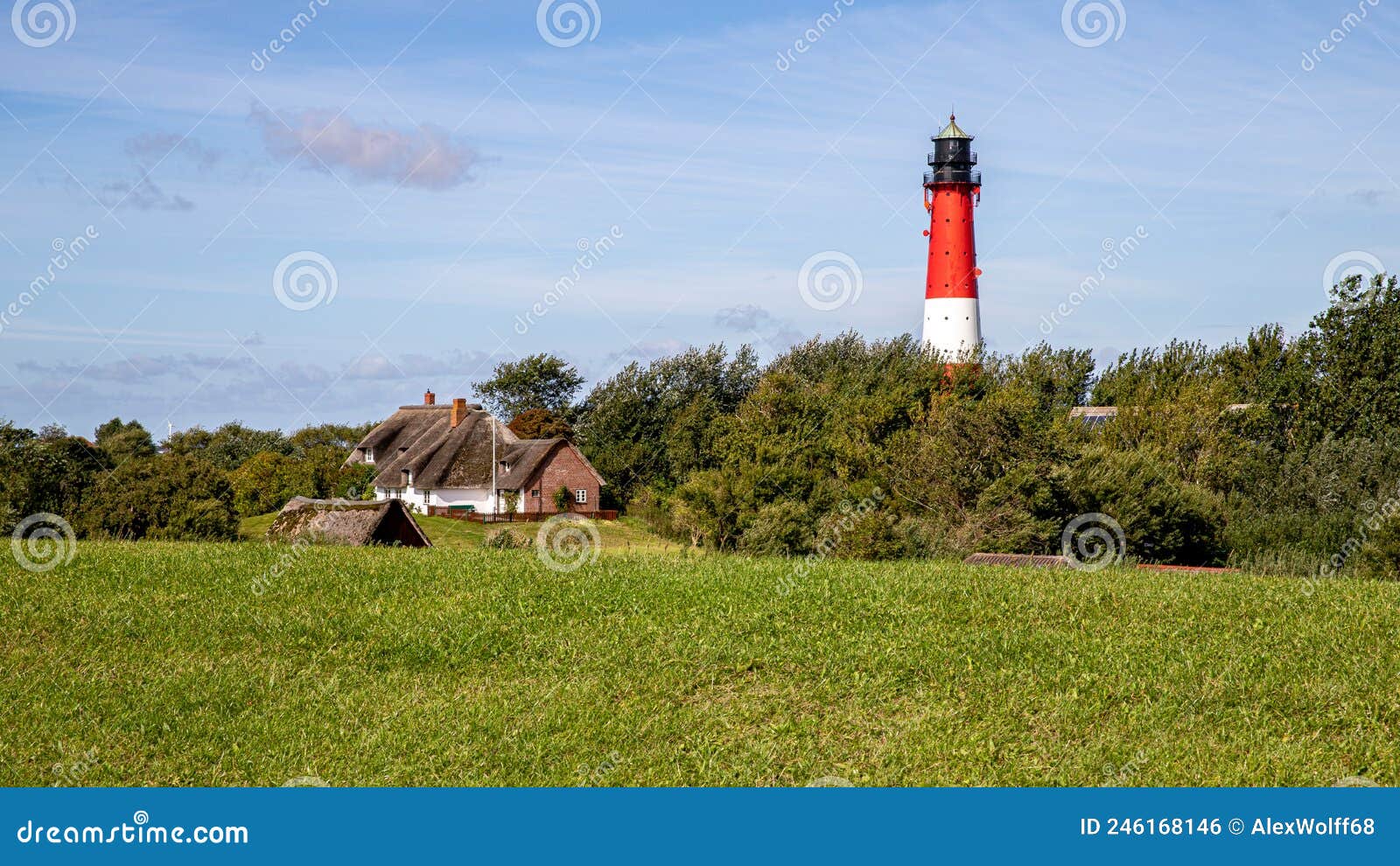 Pellworm Lighthouse, View from the Dam Stock Photo - Image of ...