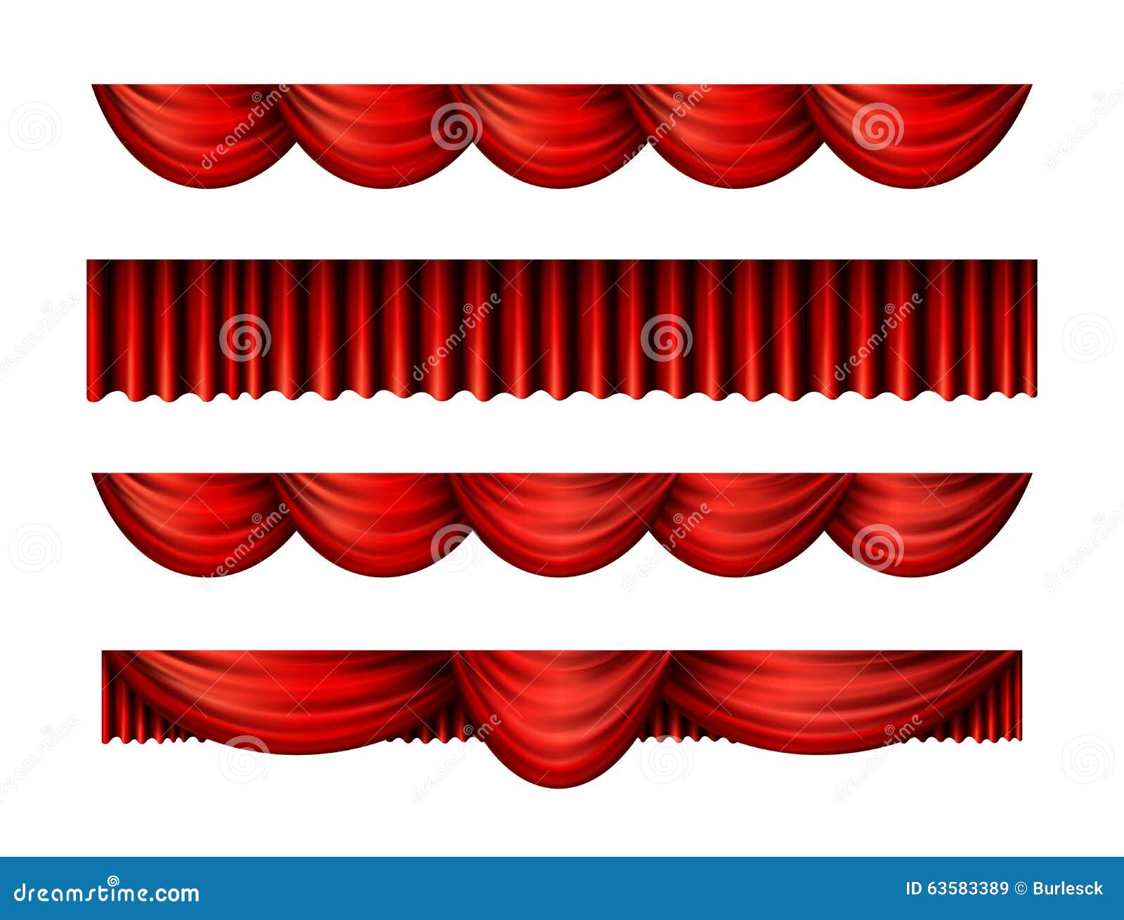 Pelmet Red Curtains Vector Set Stock Vector - Illustration of cinema ...