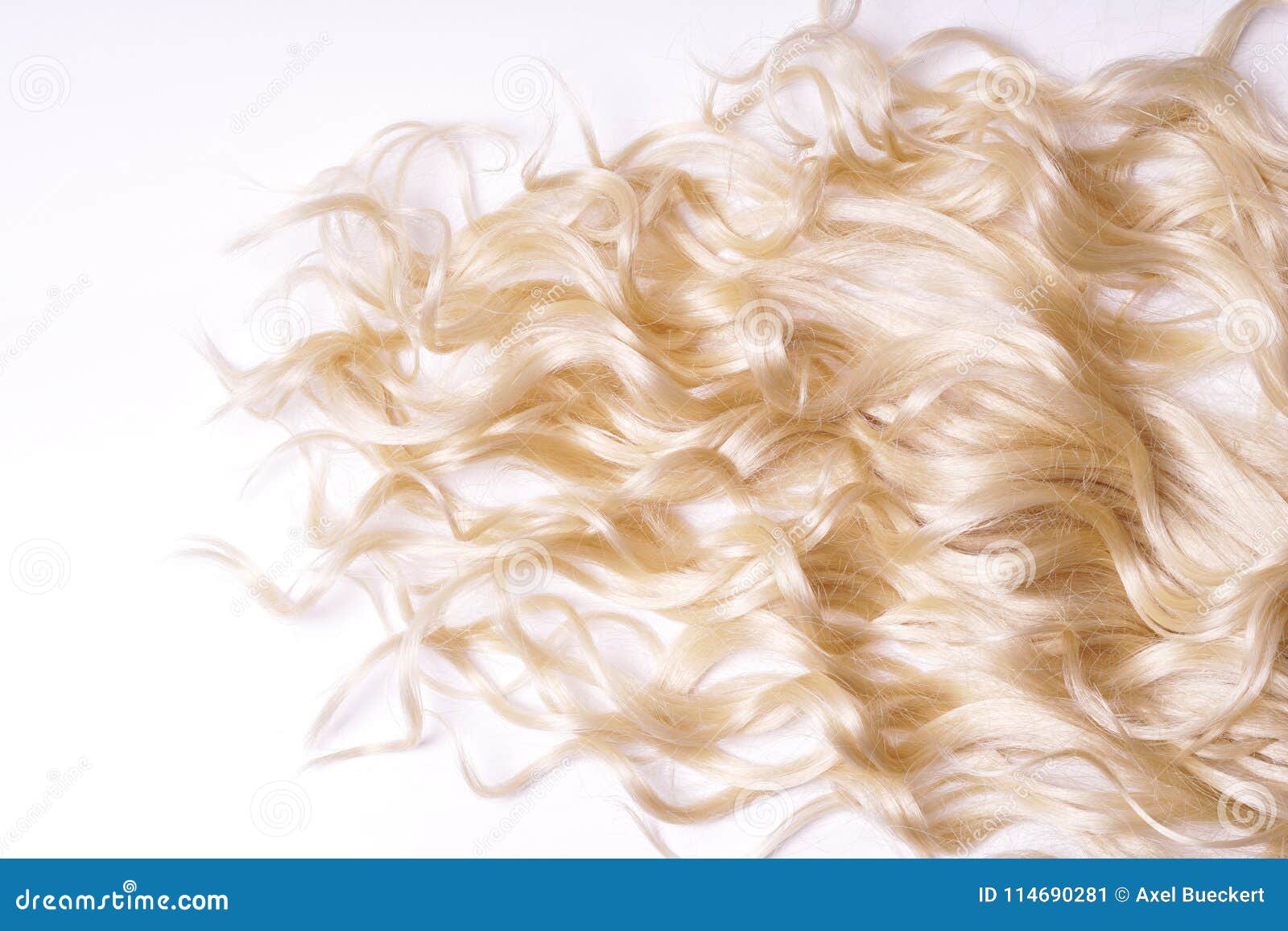 Pelo Rubio Rizado En El Fondo Blanco Imagen de archivo - Imagen de ...