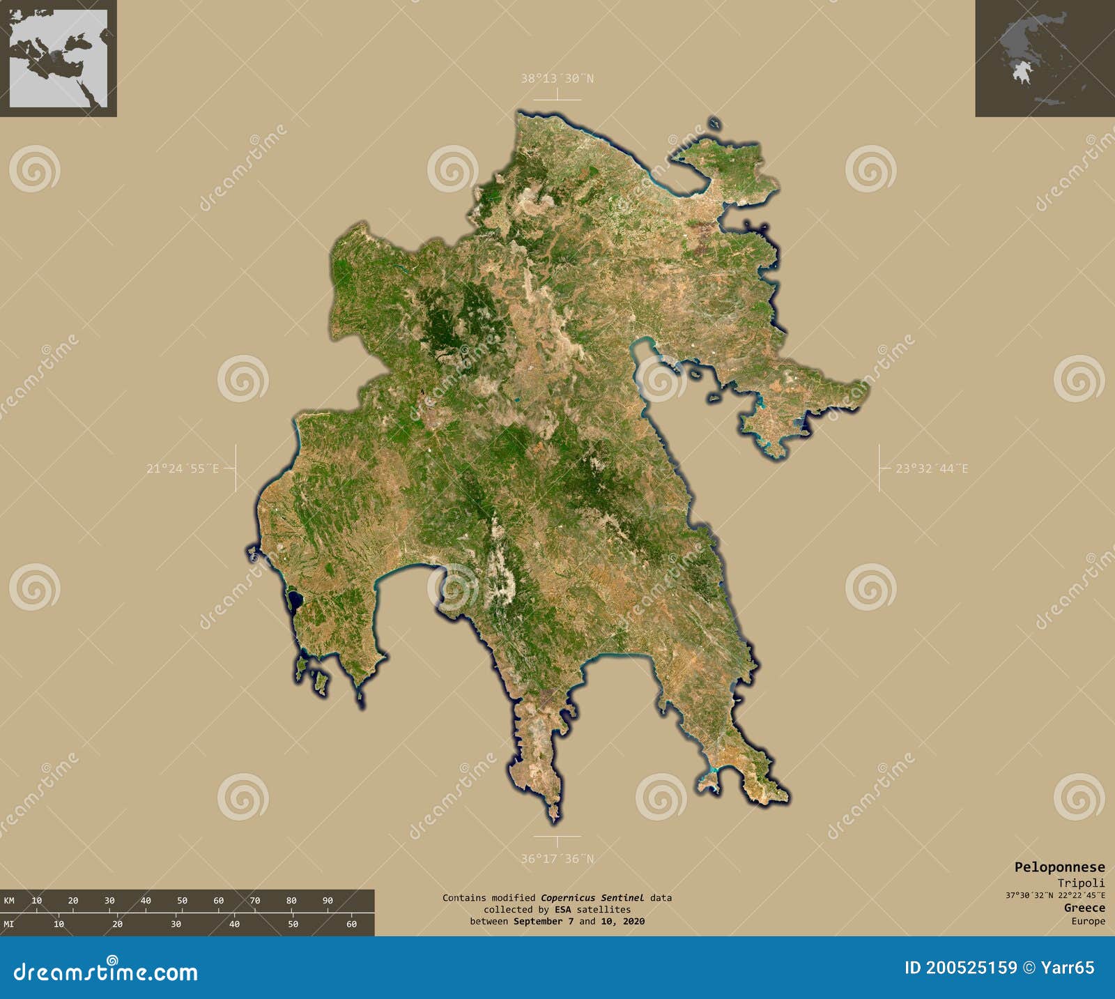 Peloponnese, Greece - Composition. Sentinel-2 Satellite Stock ...