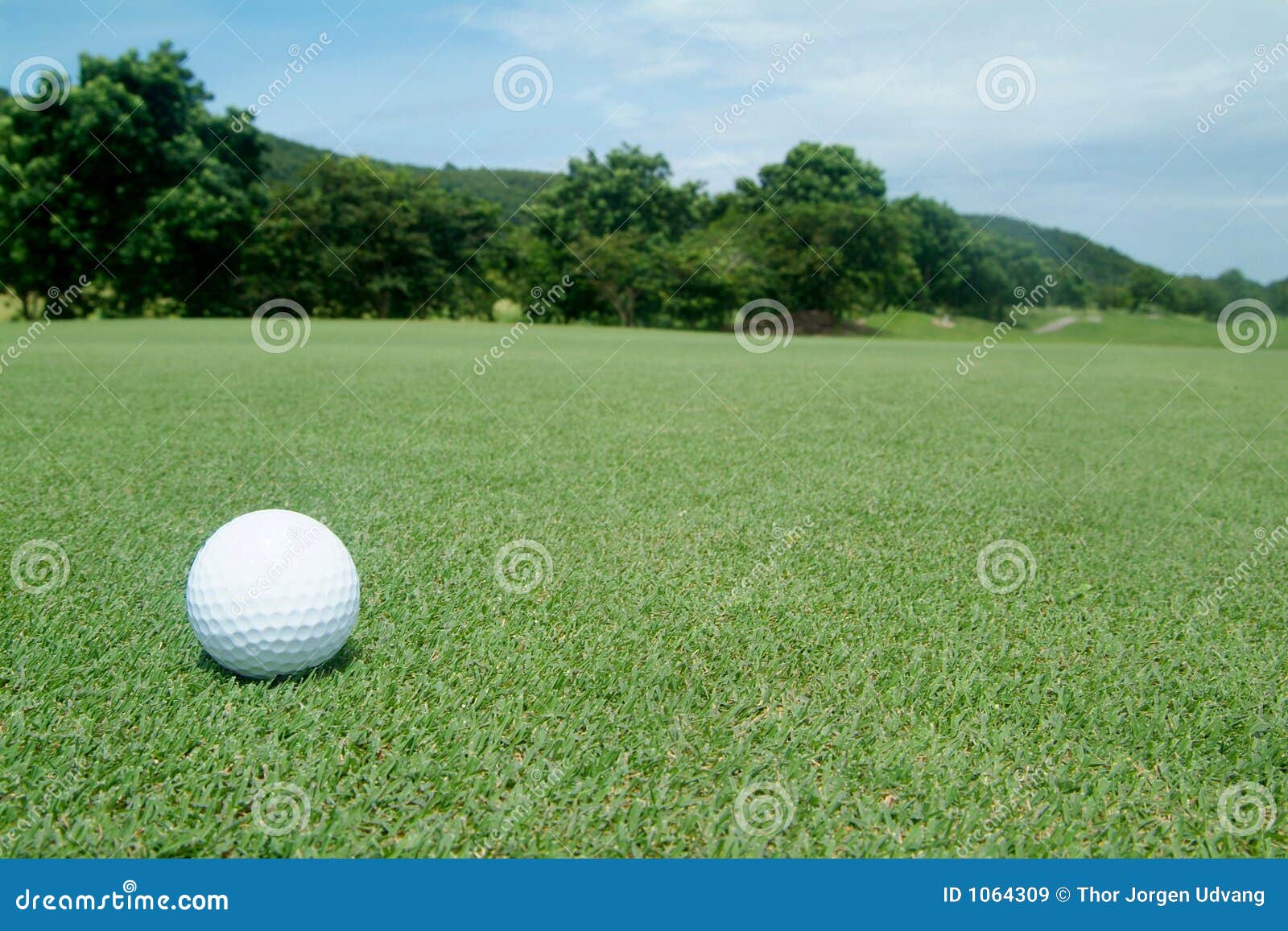 Pelota de golf en verde imagen de archivo. Imagen de bola - 1064309