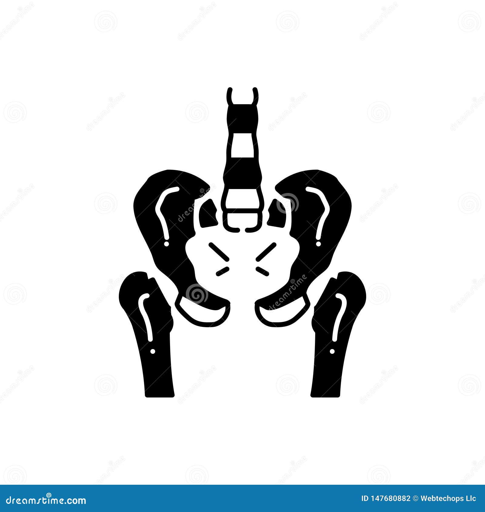 Black Solid Icon for Pelvic, Bones and Medical Stock Illustration ...
