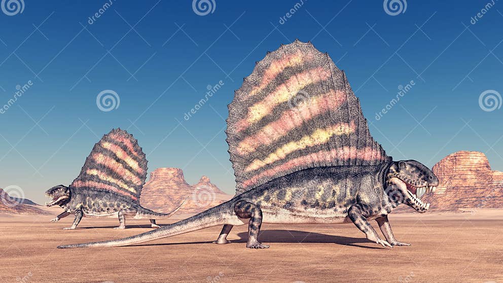 Pelycosaur Dimetrodon ilustração stock. Ilustração de época - 63637004
