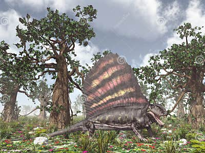 Pelycosaur Dimetrodon ilustração stock. Ilustração de azul - 63868519