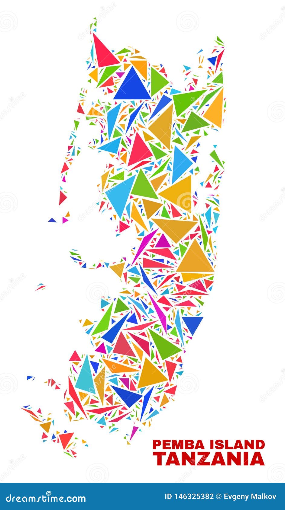 Pemba Island Map - Mosaic of Color Triangles Stock Vector ...