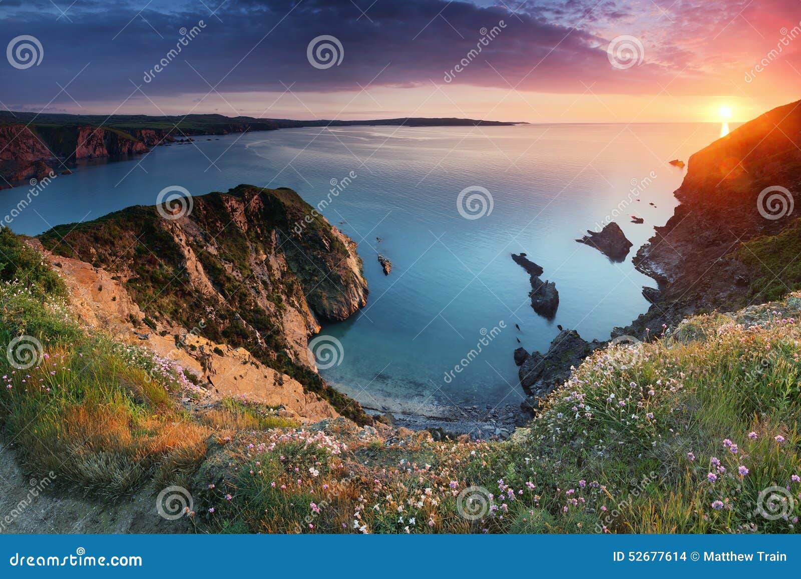 Pembrokeshire Coast Sunset stock photo. Image of seascape - 52677614