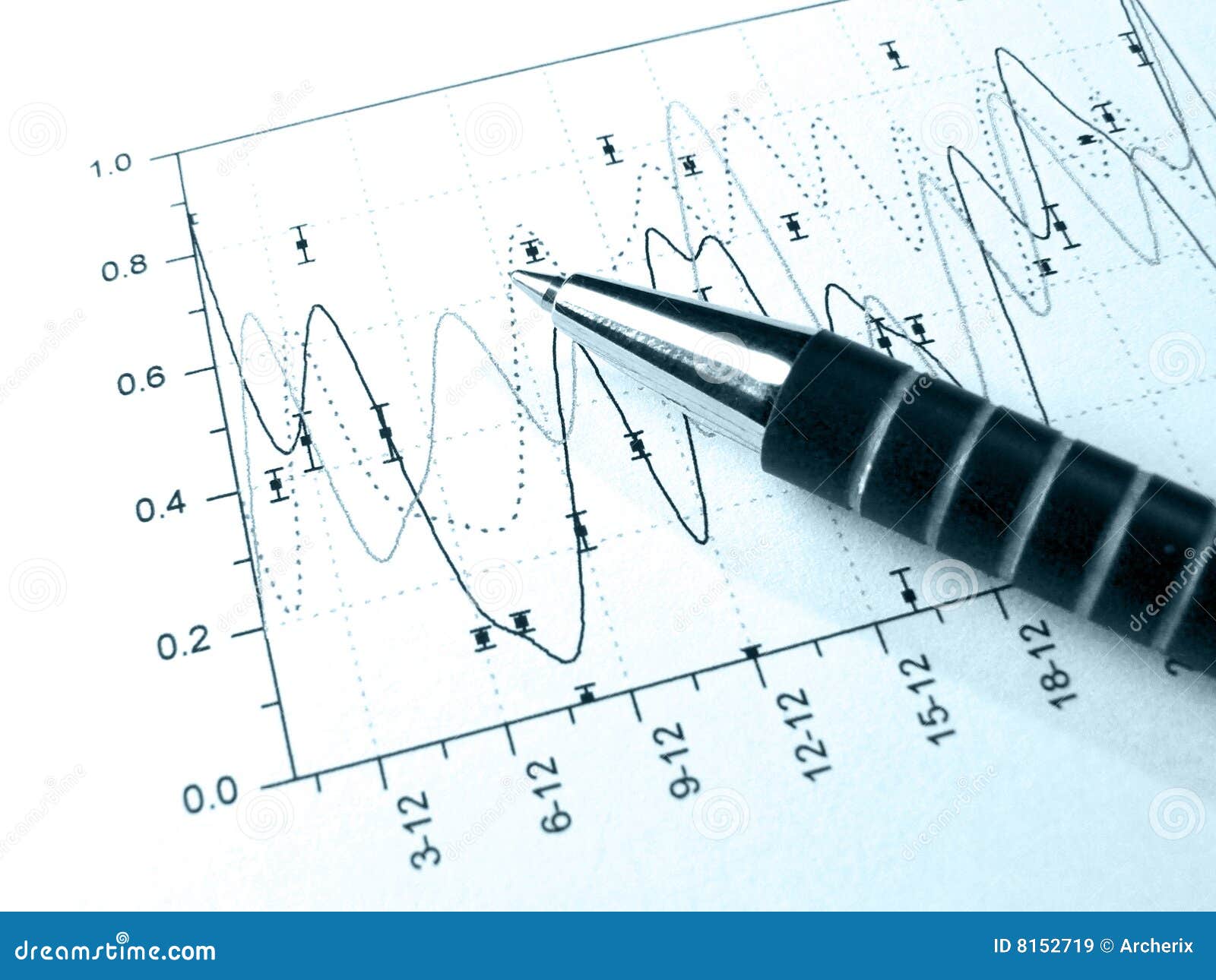 Pen Against the Graph (in Blue) Stock Image - Image of graph ...