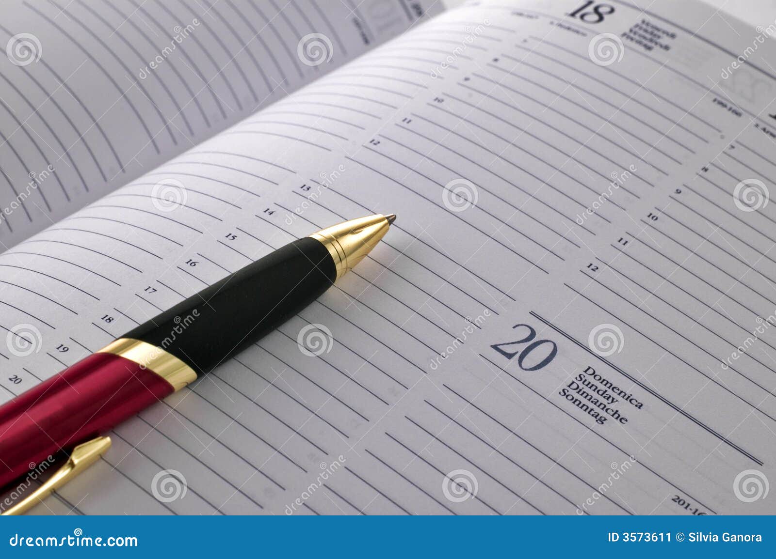 Pen on agenda page stock image. Image of write, notebook - 3573611