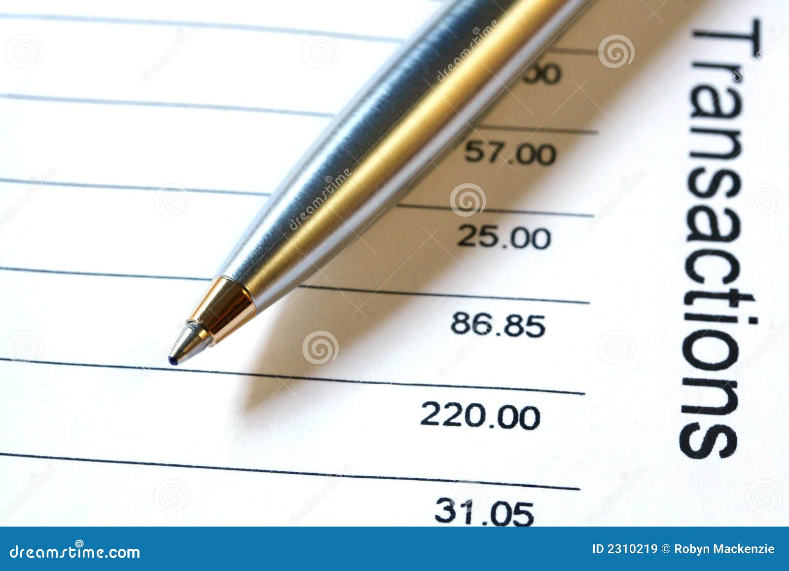 Pen on Bank Statement stock image. Image of bank, list - 2310219