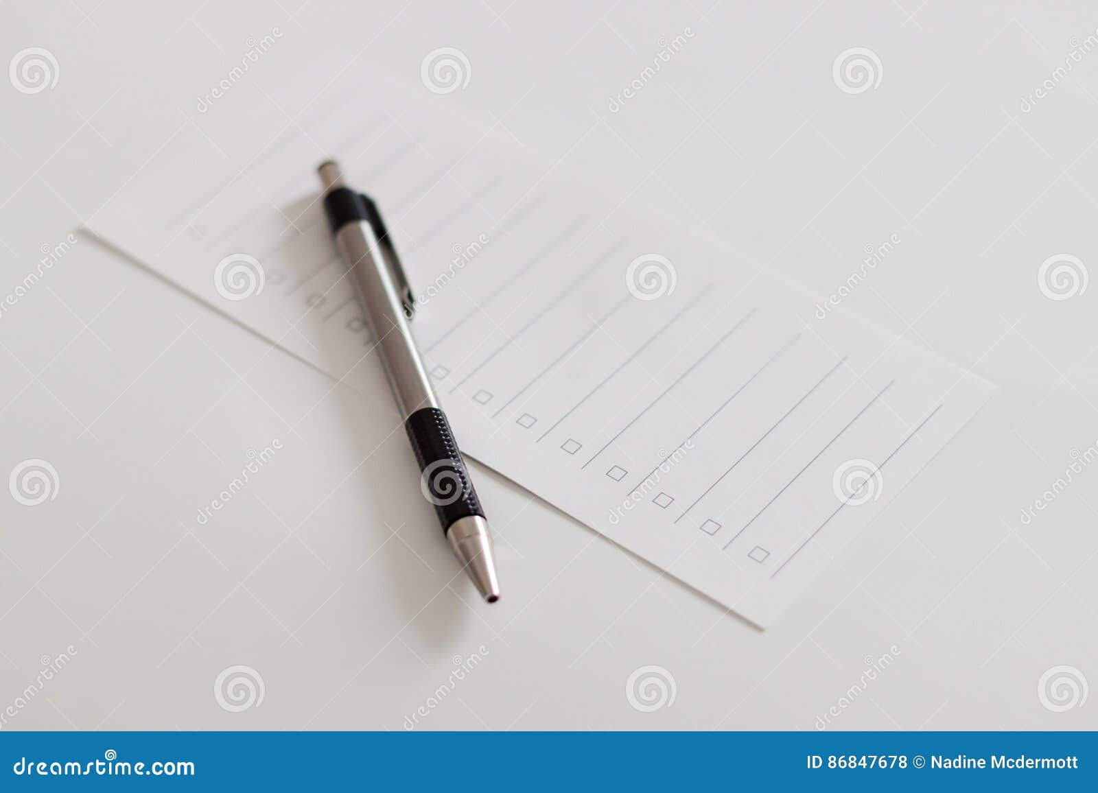 Pen and Blank Paper Checklist Stock Photo - Image of listmaking ...