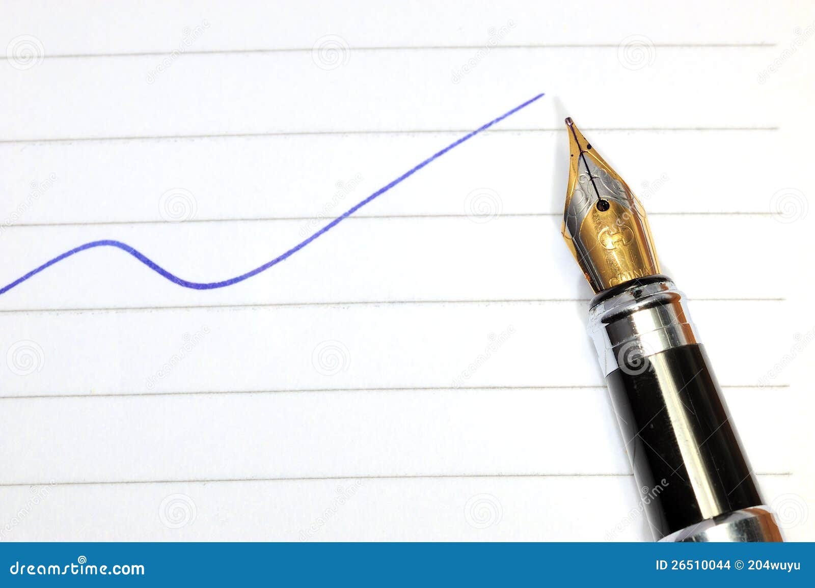 Pen and blue curve stock photo. Image of graph, annual - 26510044