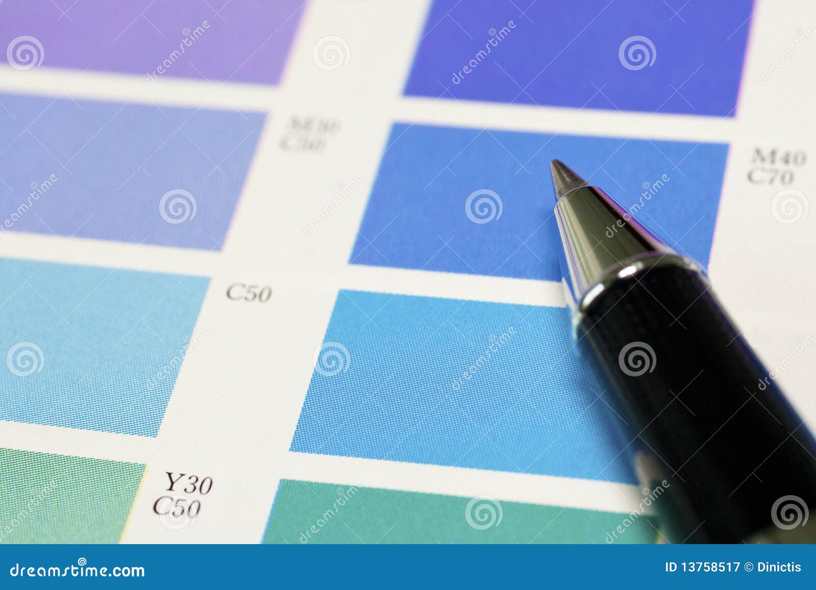 A Pen and Blue Process Color Chart Stock Image - Image of graphic ...