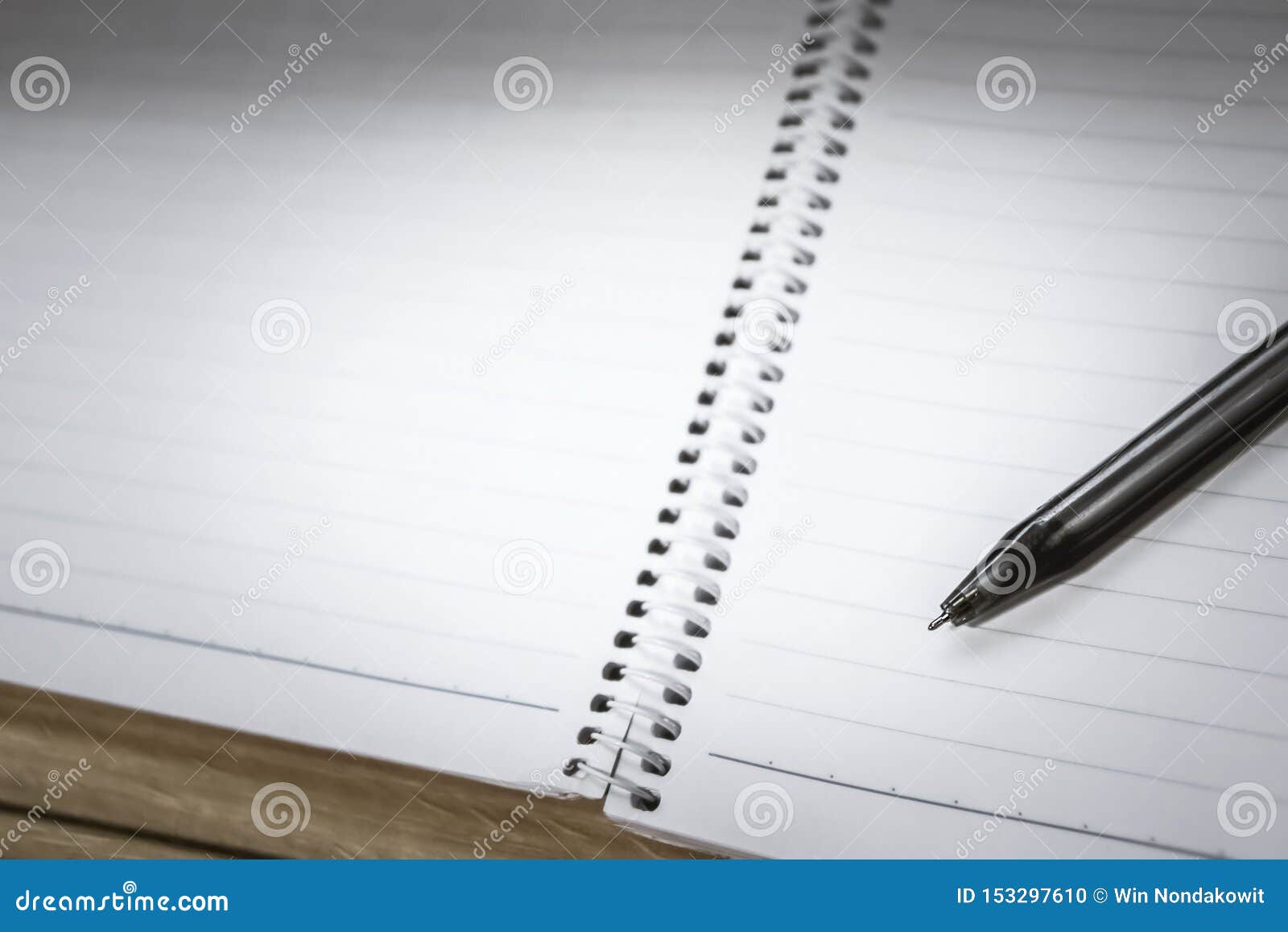 Pen and Blur White Notebook Paper Stock Photo - Image of blank ...