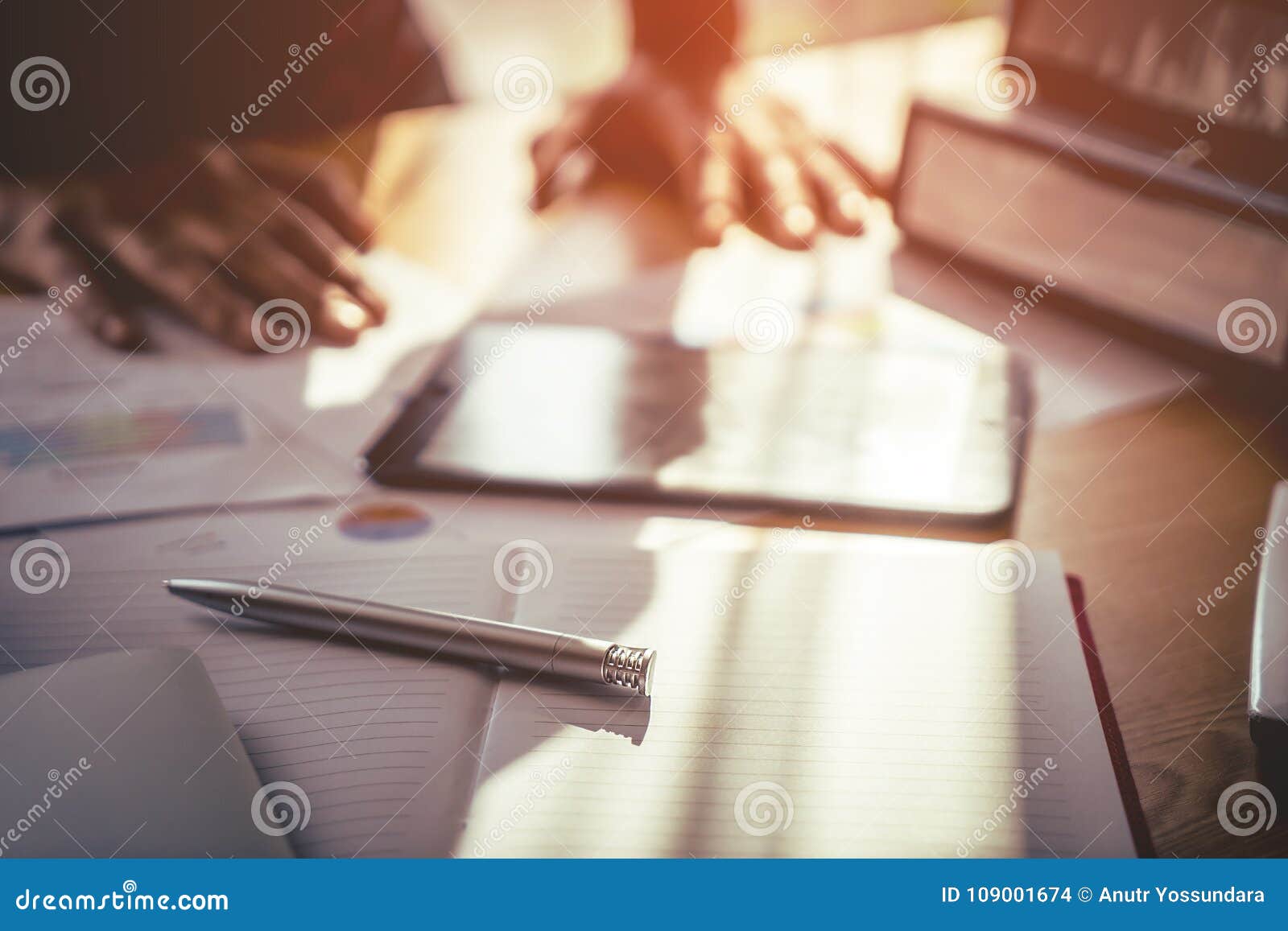 Pen on Book on Business Man Working Desk in Office Stock Photo - Image ...