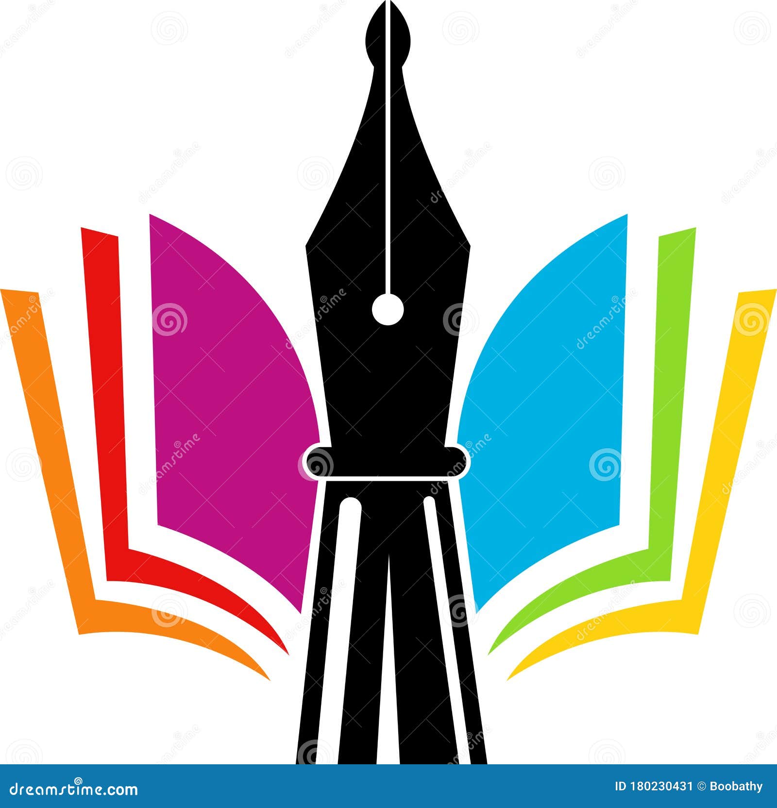 Pen with book logo stock vector. Illustration of icon - 180230431