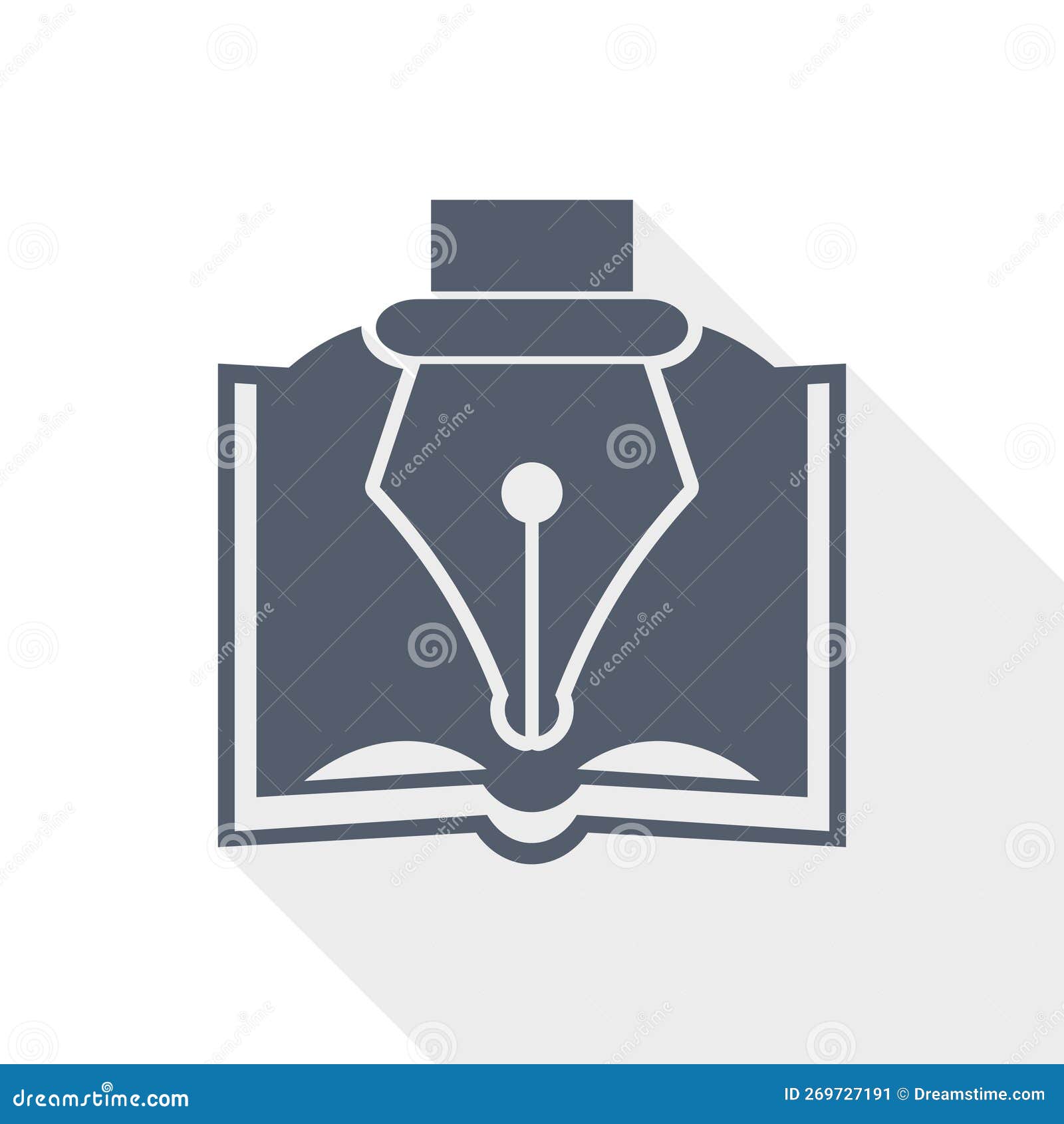 Pen with Book Vector Icon, Designer Concept Flat Design Illustration ...