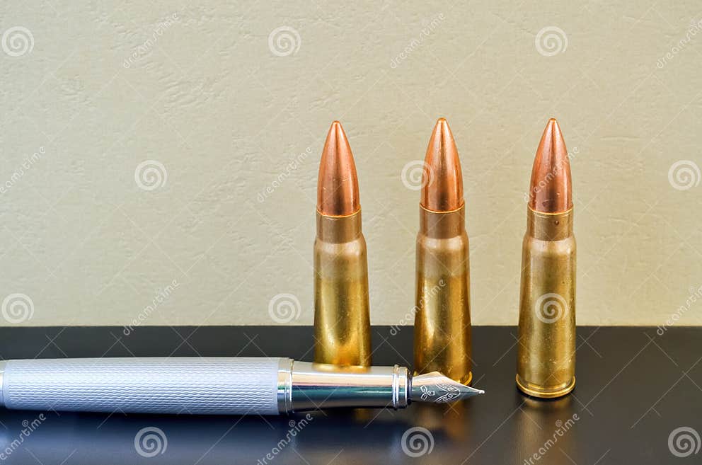 Pen and bullets stock image. Image of liberty, freedom - 58745065