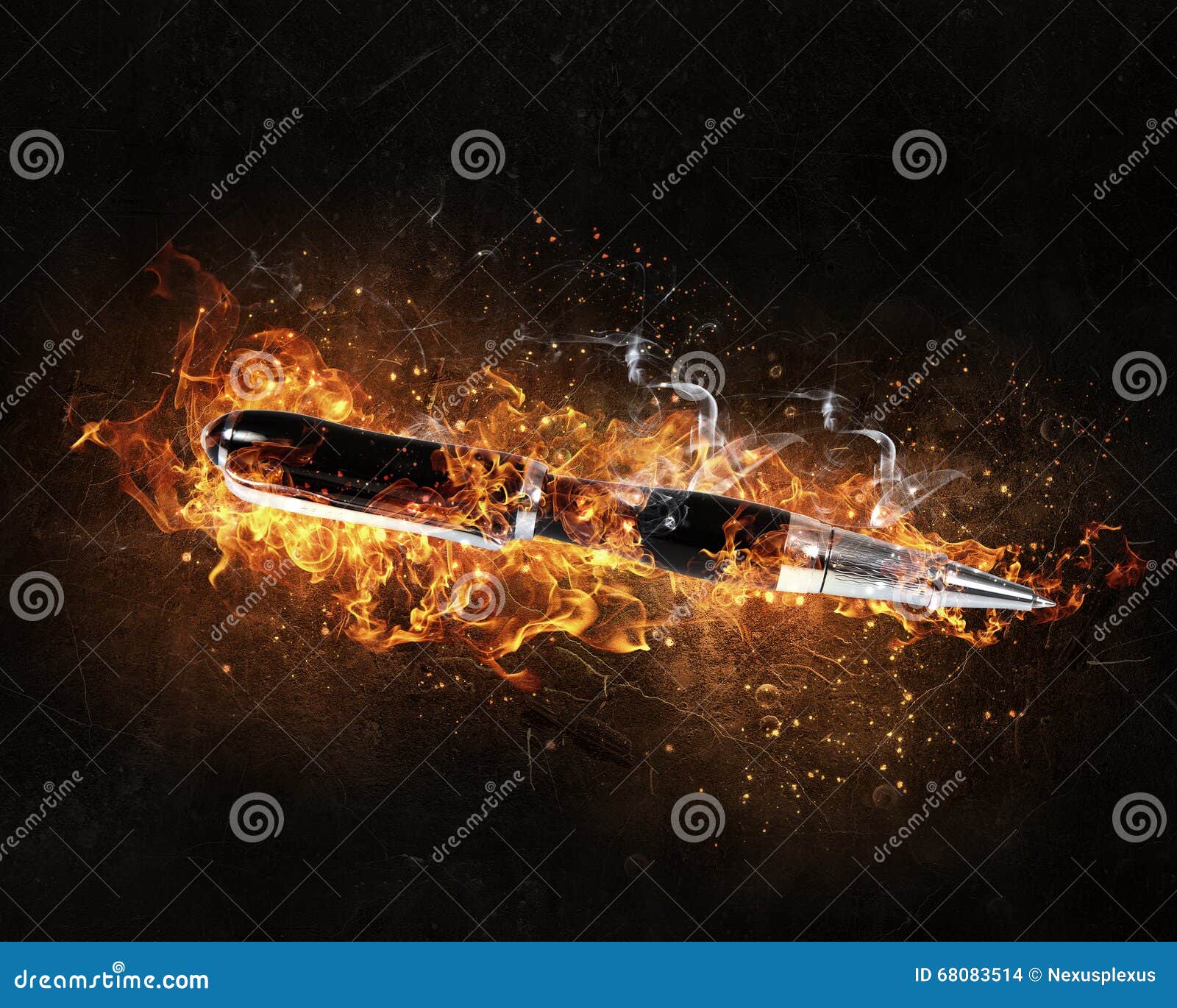 Pen burning in fire stock photo. Image of black, handle - 68083514