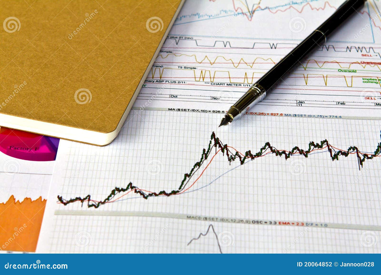 Pen and business graph stock photo. Image of growth, chart - 20064852