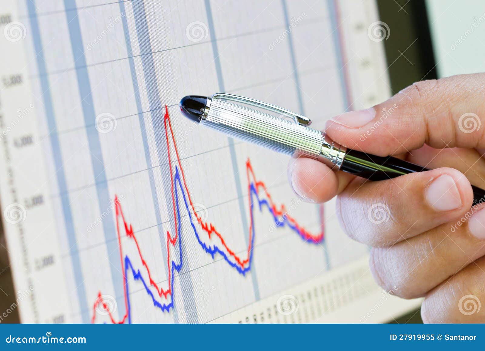 Pen on business graph stock image. Image of show, finance - 27919955