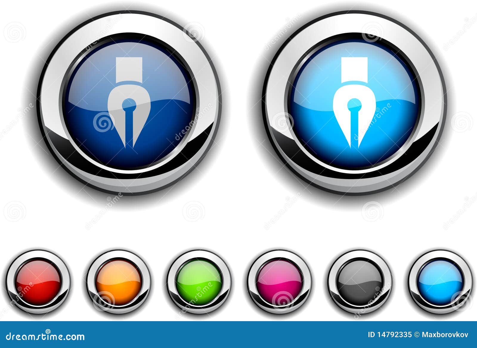 Pen button. stock vector. Illustration of icons, icon - 14792335