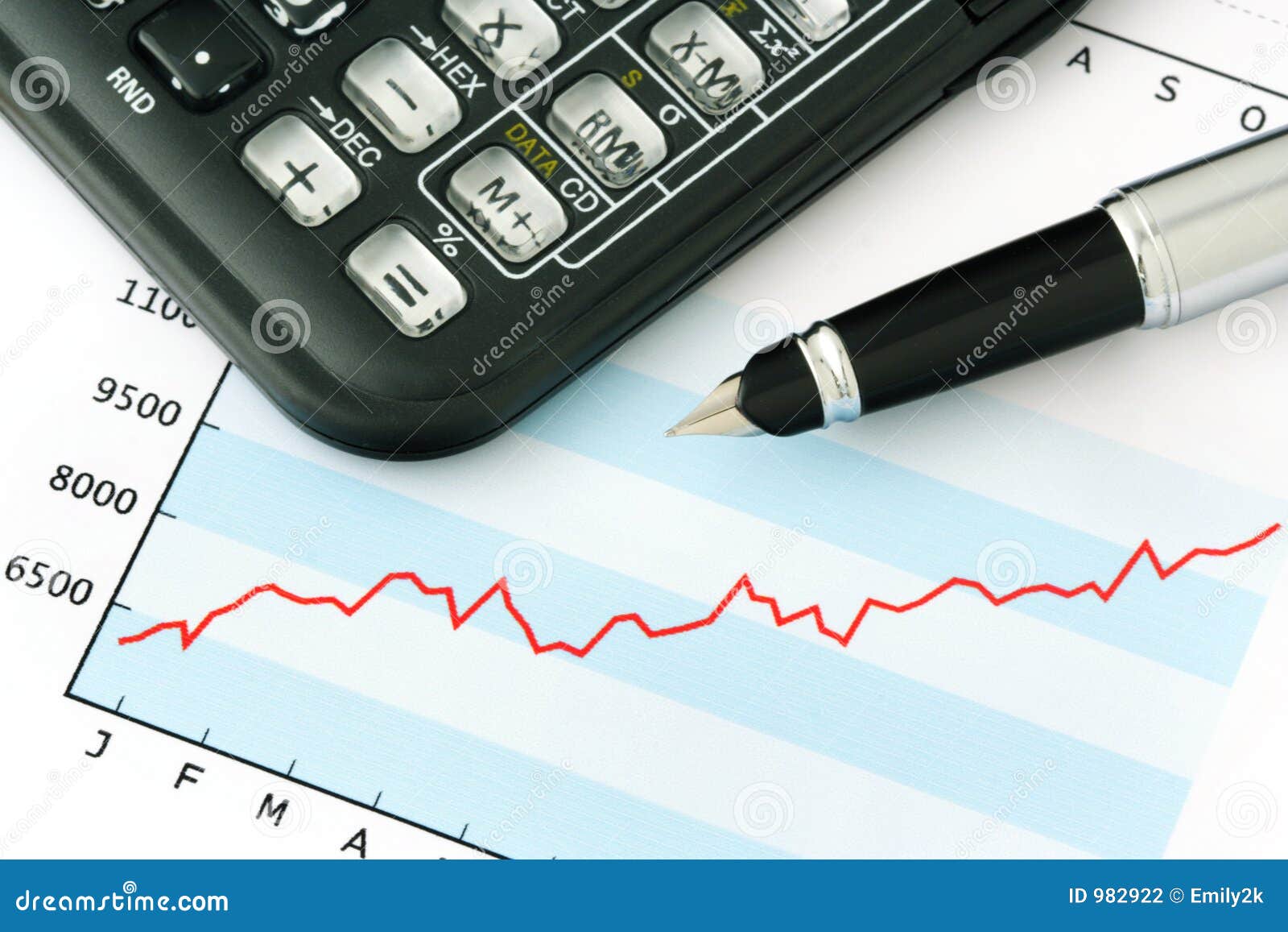 Pen and Calculator on Graph Stock Photo - Image of chart, earn: 982922