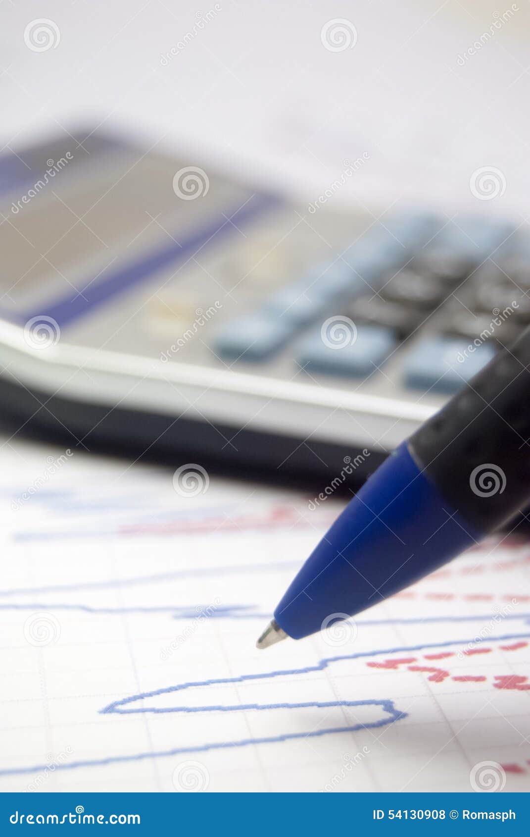 Pen and calculator stock photo. Image of clipboard, information - 54130908