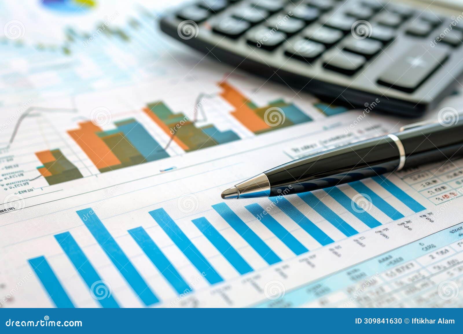 A Pen and Calculator are Positioned Neatly on a Piece of Paper ...