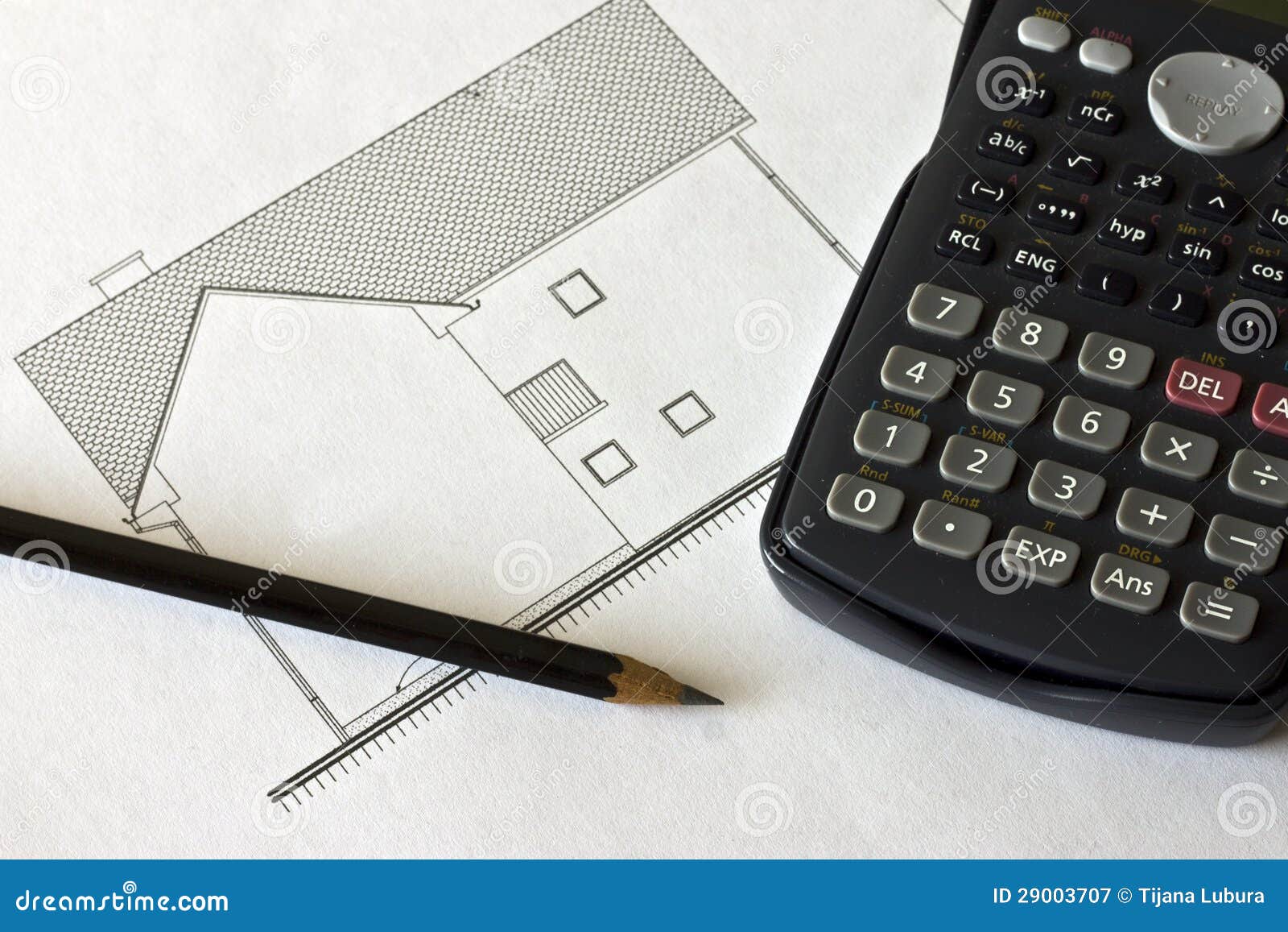 Pen, Calculator and Project Stock Image - Image of draw, white: 29003707