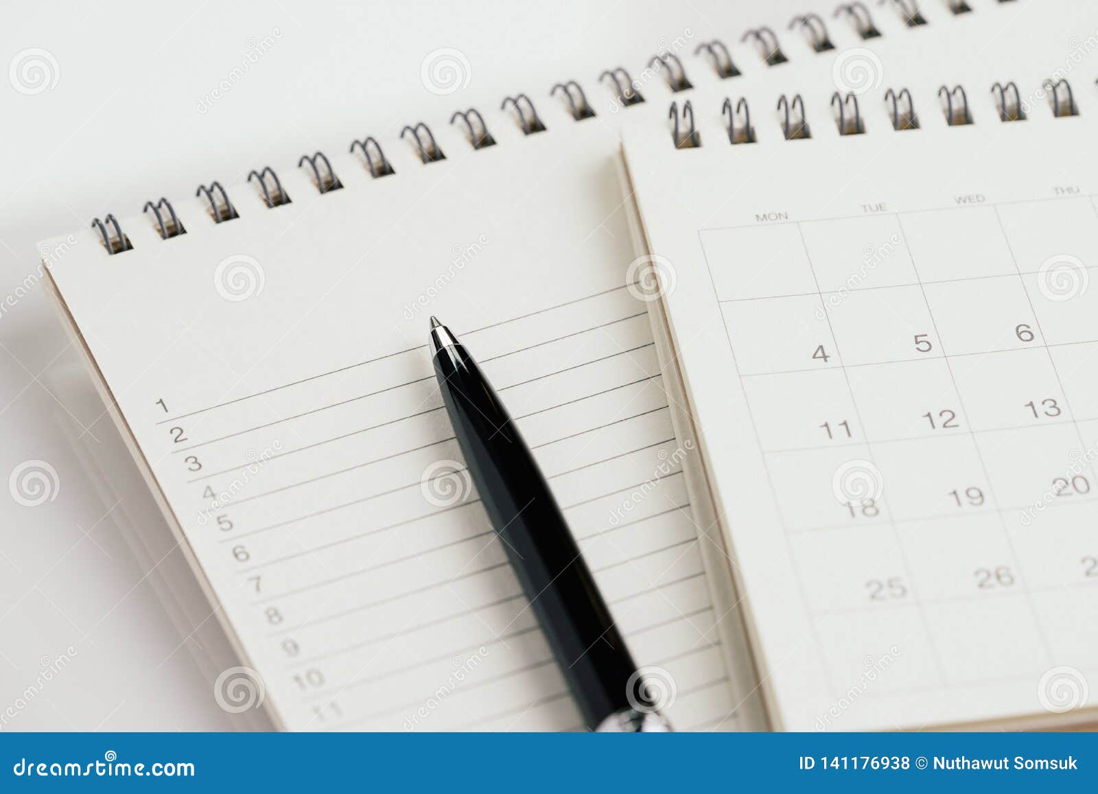 Pen with Calendar and Note Pad with List of Number for Reminder, Task ...